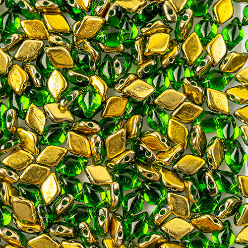 GemDuo 2-Hole Diamond Shaped Bead, Chrysolite Backlit Golden, GD5005-2