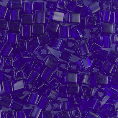 Miyuki 4mm Cube, #151, Transparent Cobalt, 5 grams