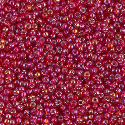 Miyuki 11 Round Seed Bead, 11-1010, Silver Lined Flame Red AB, 13 gram