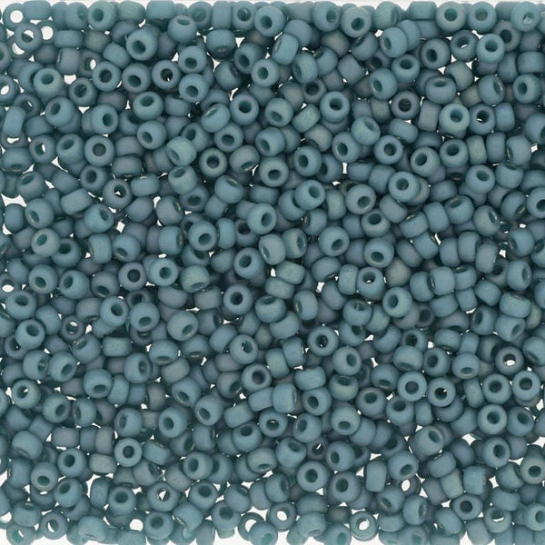 Miyuki 15 Round Seed Bead, 15-4702, Matte Opaque Glazed Nile Blue AB,