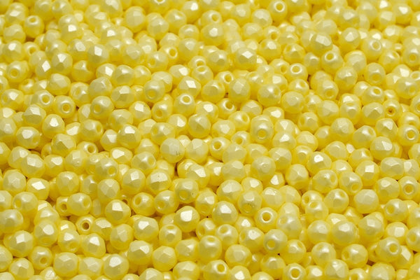 Czech Yellow Pearl Beads | Small Yellow Round Beads - 3mm