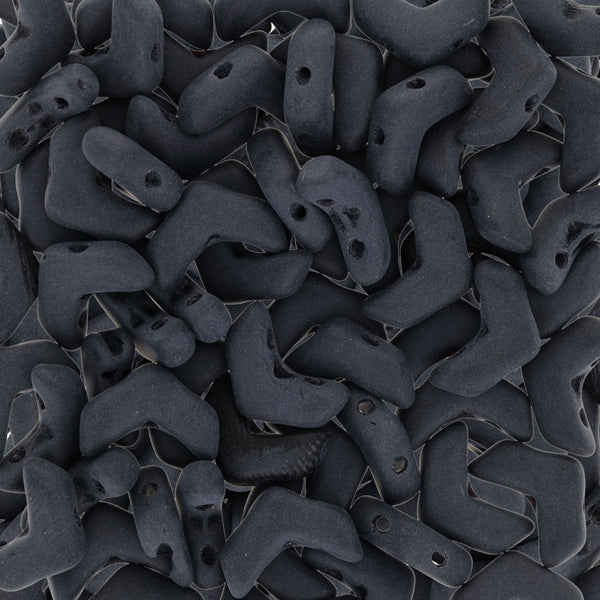 Vee Bead, 2 hole chevron, Matte Jet, 25 pieces