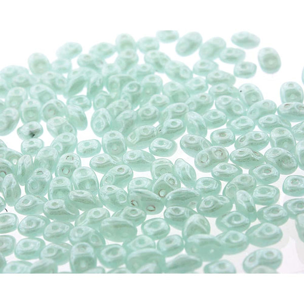 Superduo, Silk Grn Aqua White Lst, SD6110-14400, 8 grams