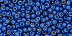 Toho 11/0 Round Japanese Seed Bead, #586FPF, Matte Cobalt Blue Galvani
