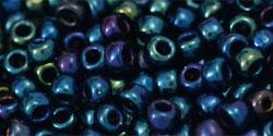 Toho 6/0 Round Japanese Seed Bead, TR6-82, MetallInside Color Blue Iri